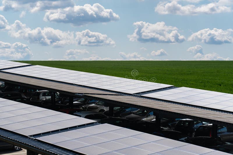 Solar Canopy. Parking Space with Solar Panels on a Roof Stock Image ...