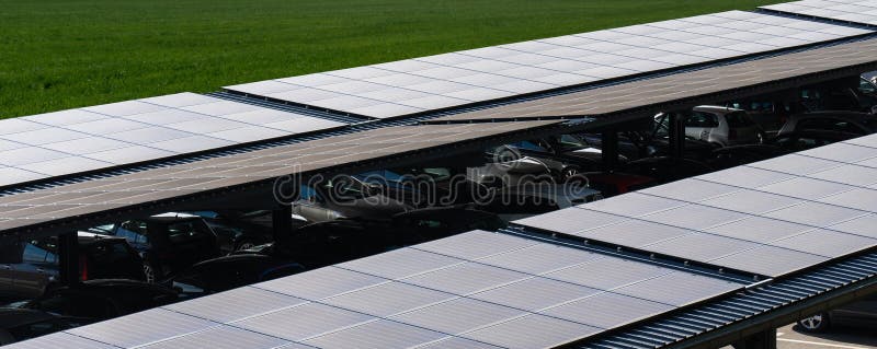 Solar Canopy. Parking Space with Solar Panels on a Roof Stock Image ...