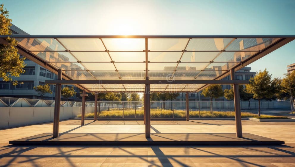 Modern Solar Panel Canopy in Urban Area, Generative Ai Stock ...