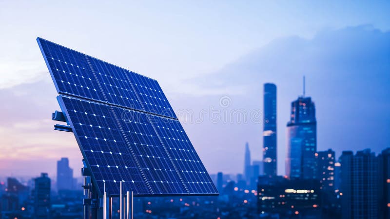 Solar Cell Antenna Network on City, Future Technology Renewable Energy ...