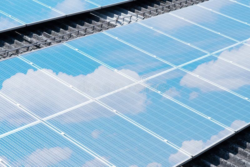 Solar Cell on the Building Roof Stock Image - Image of electricity ...
