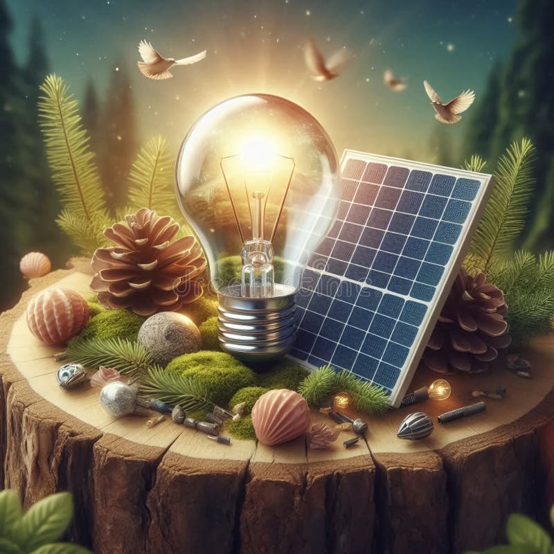 Solar cell bulb stock illustration. Illustration of concept - 317024488