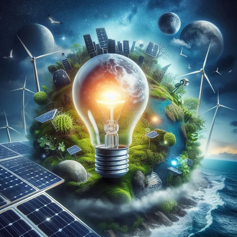 Solar cell bulb stock illustration. Illustration of save - 317024491