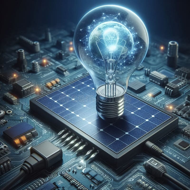 Solar cell bulb stock illustration. Illustration of power - 317024498