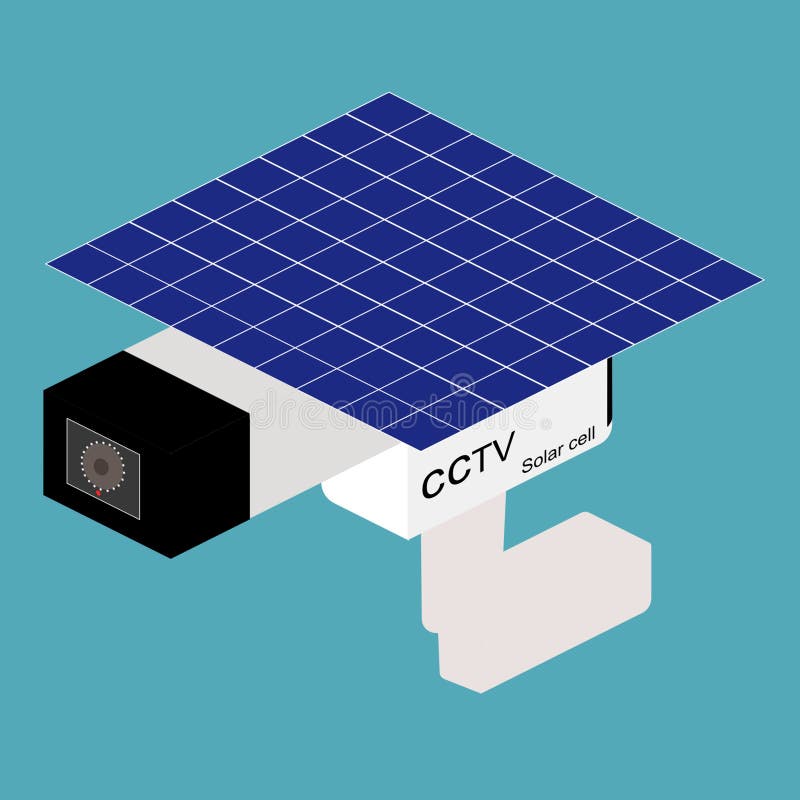 Solar cell cctv camera stock illustration. Illustration of font - 277960163