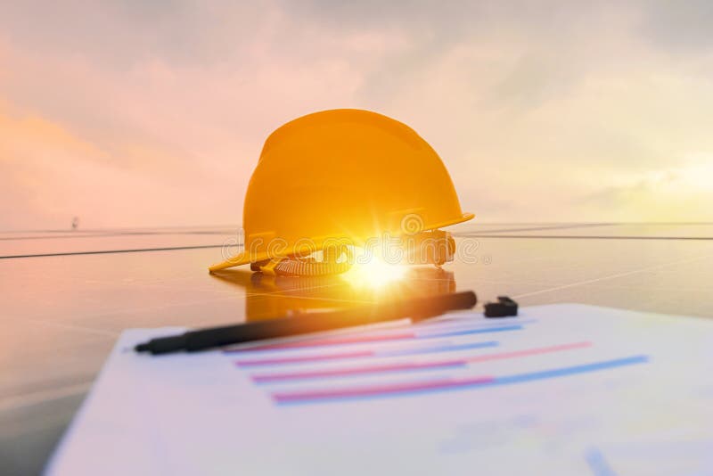Solar Cell Contractor Documents with Orange Engineering Team Helmets on ...