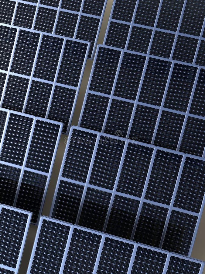 Solar Cell Energy Panels Arranged in Rows, Vertical Stock Illustration ...