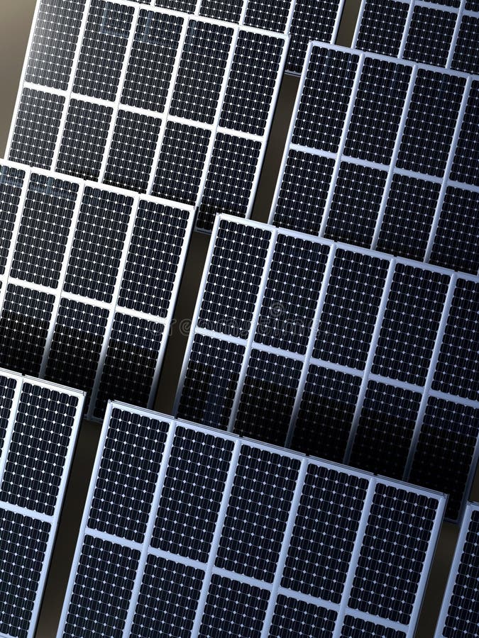Solar Cell Energy Panels Arranged in Rows, Vertical Stock Illustration ...