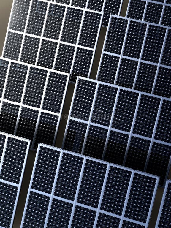 Solar Cell Energy Panels Arranged in Rows, Vertical Stock Illustration ...