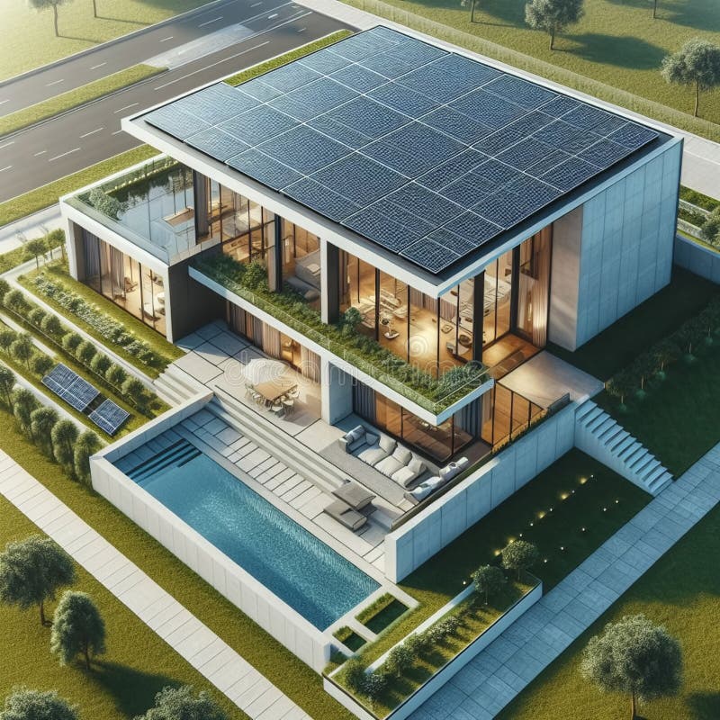 Solar cell energy house stock illustration. Illustration of technology ...