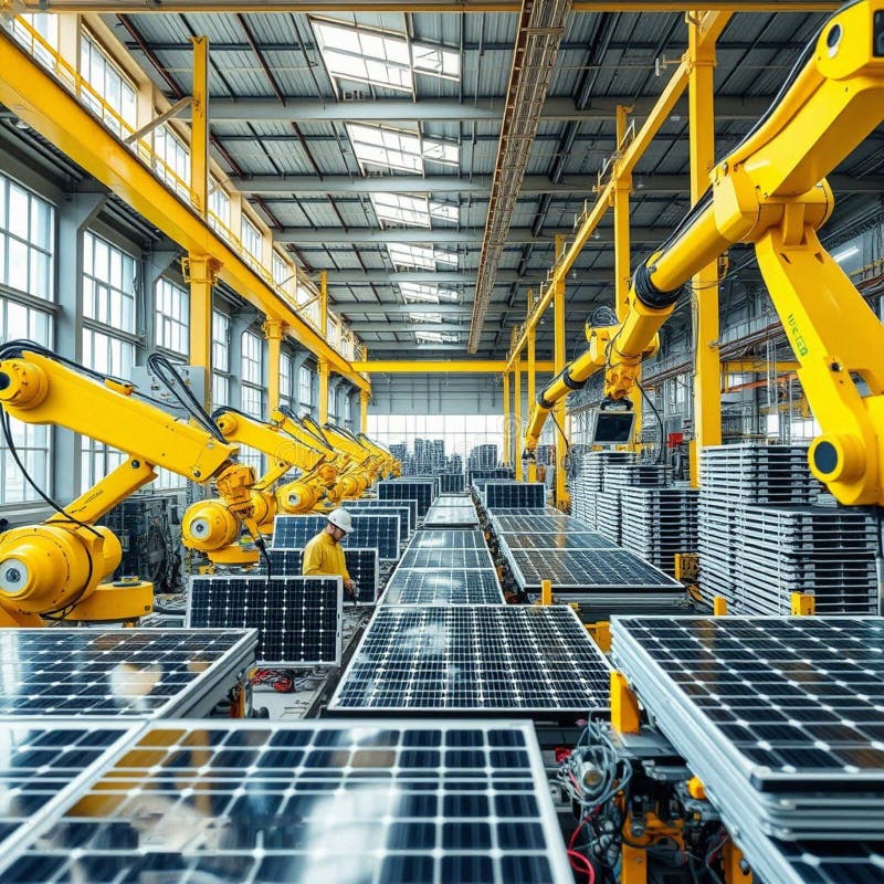 Solar cell factory stock illustration. Illustration of electricity ...