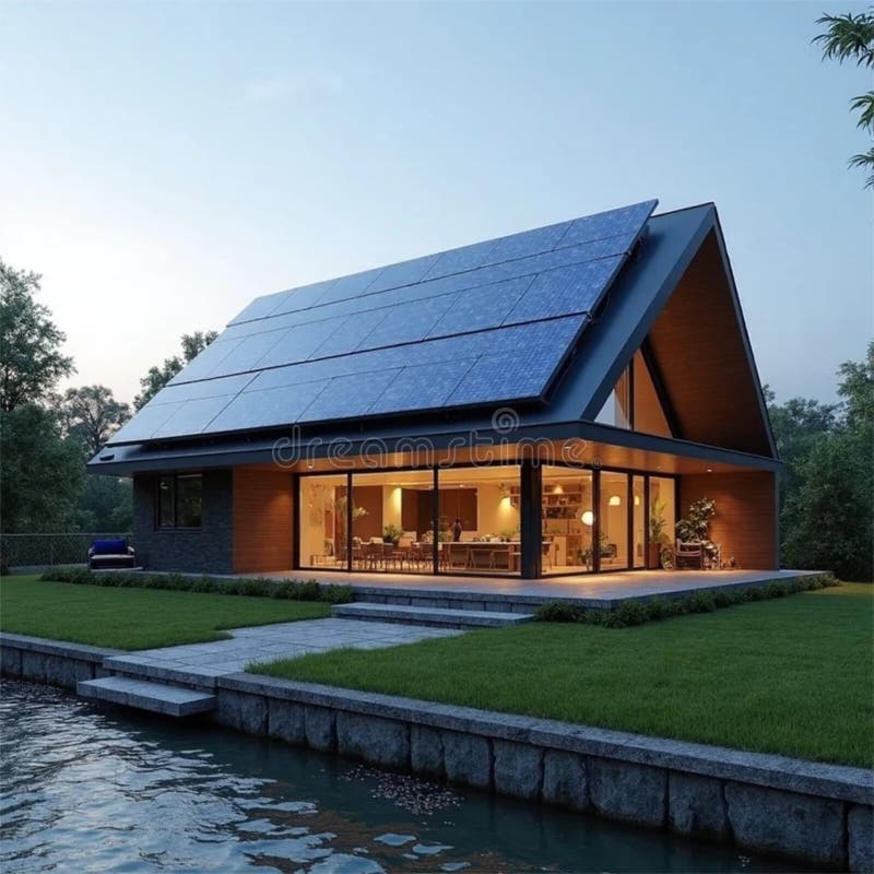 Solar cell house stock illustration. Illustration of residential ...