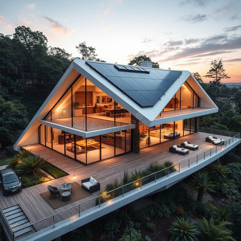 Solar cell house stock illustration. Illustration of environmental ...