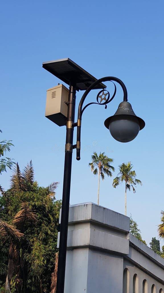 Solar cell lamp post stock image. Image of lamp, post - 266380585