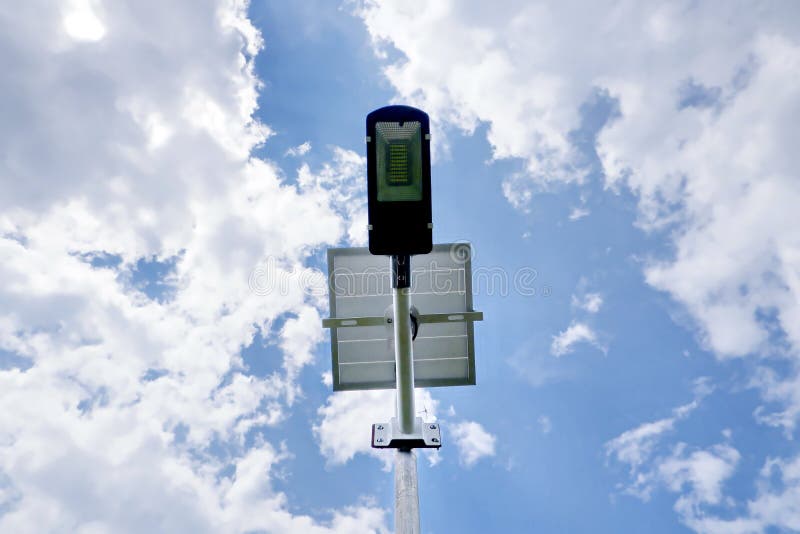 Solar Cell and Led Light Lamp with Panel Stock Image - Image of ...