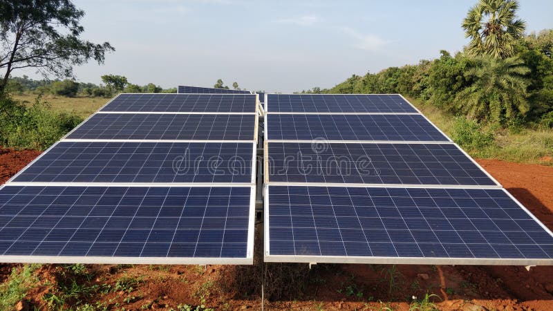 Solar Cell Panel in Farm in India Stock Photo - Image of cell, india ...