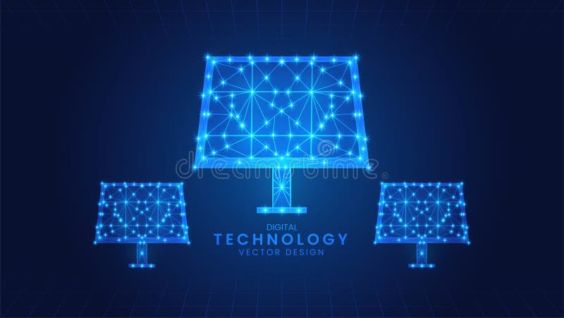 Solar Cell Panel Frame. Wireframe Low Poly Concept Stock Vector ...