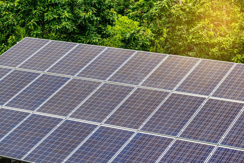 Solar Cell Panel Installed Outside the Building Stock Photo - Image of ...