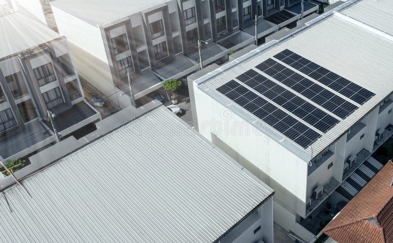 Solar Cell Panels on Rooftop of House, Save Energy Concept Stock Image ...
