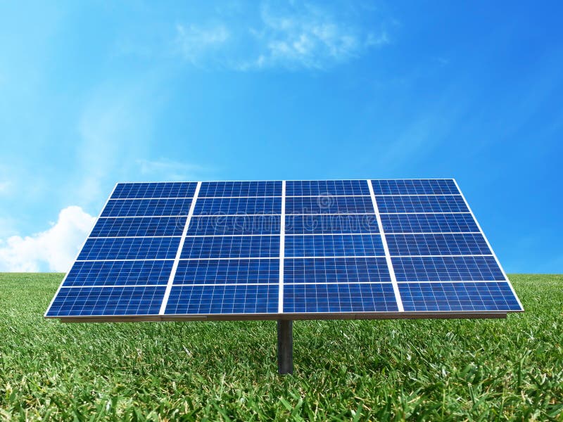 Solar Cell Power Energy Grid Technology In Sky Background Stock Image ...