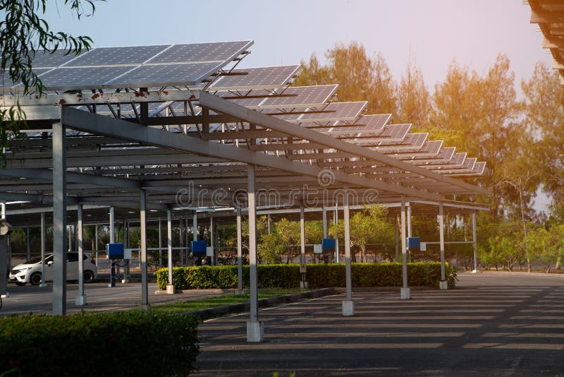 Solar Cell on Roof at Car Park in Middle of Thailand Stock Image ...