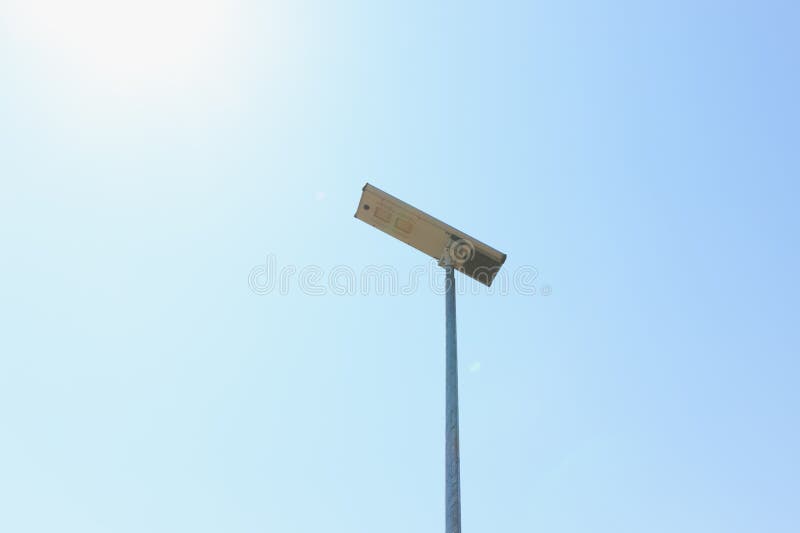 Solar Cell Street Lamp Pole Stock Photo - Image of blue, area: 307649040
