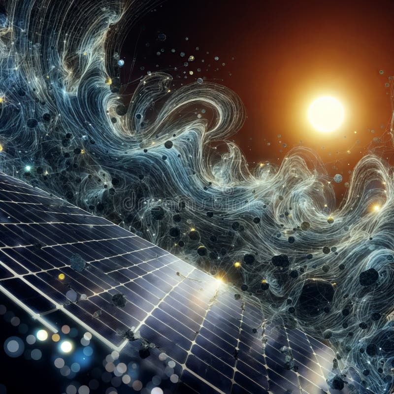 Solar Cell and Sun in the Night Sky 3d Rendering Image, Generative Ai ...