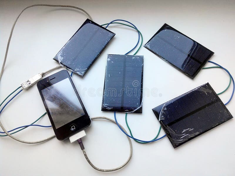 Solar Cells Charge a Mobile Phone Stock Photo - Image of phone, energy ...