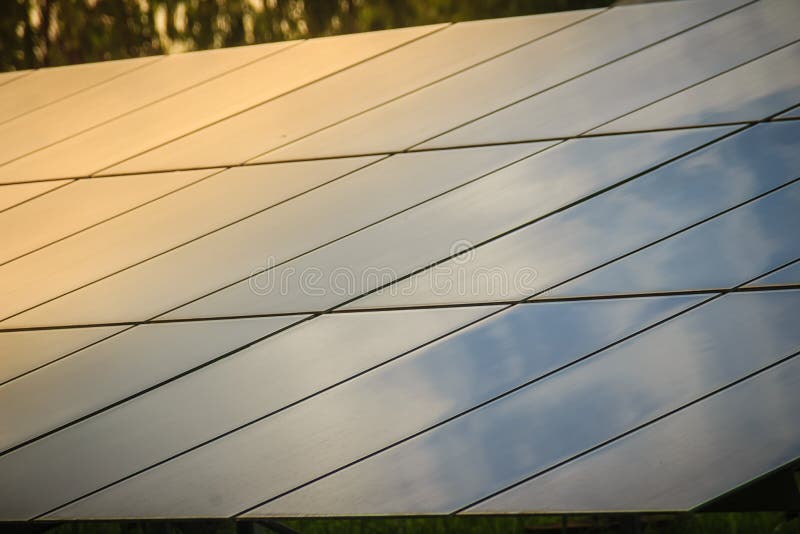 Solar Cells (photovoltaic Panel) with the Reflection of Sunlight Stock ...