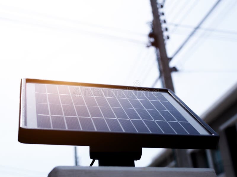 Solar Cells, Small Solar Panels on Wall of House Stock Image - Image of ...