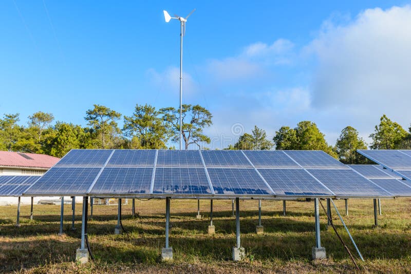 Solar Cells and Wind Turbine Stock Photo - Image of modern, wind: 58251232