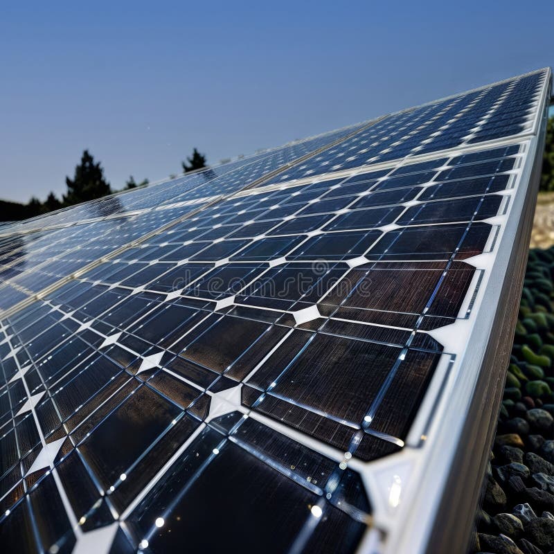 Solar Close-Up: Detailed View of Blue Panel on Rooftop, Generative Ai ...