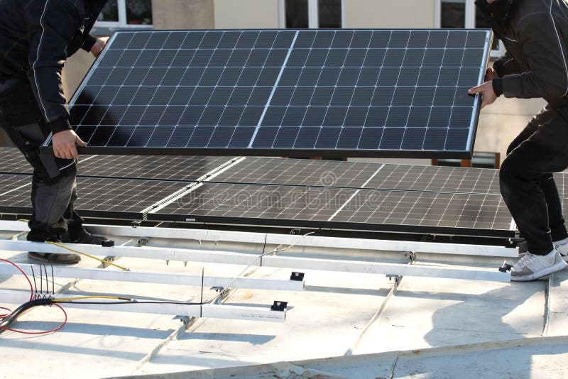 Solar Montage, Solar Collector, Assembler Stock Image - Image of panel ...