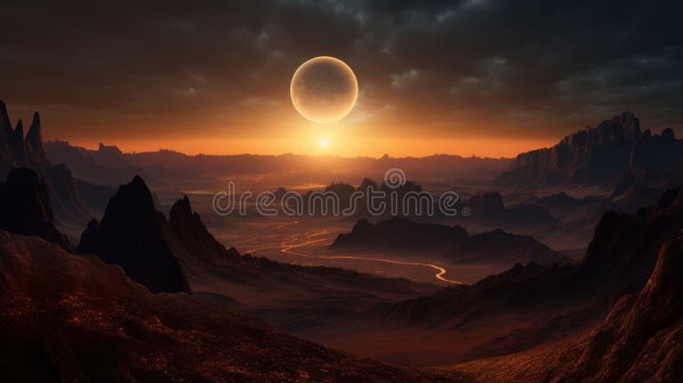 A Solar Eclipse on an Alien Planet Generative AI Stock Illustration ...