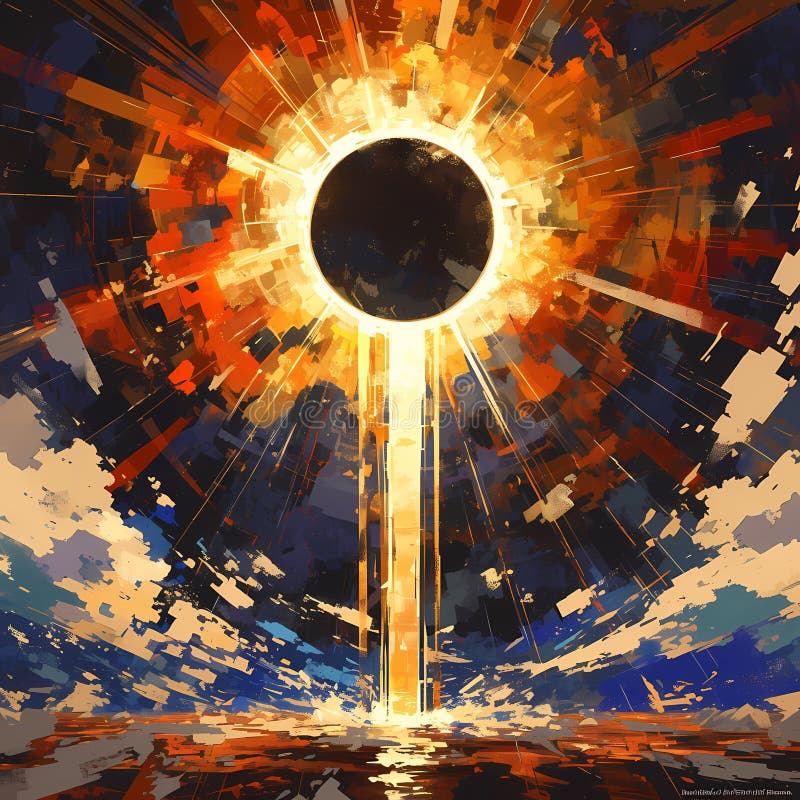 Solar Eclipse Art stock illustration. Illustration of swirling - 354777598