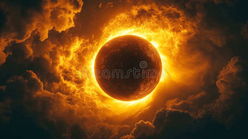 Solar Eclipse in the Atmospheric Sky Stock Photo - Image of cover, 2025 ...