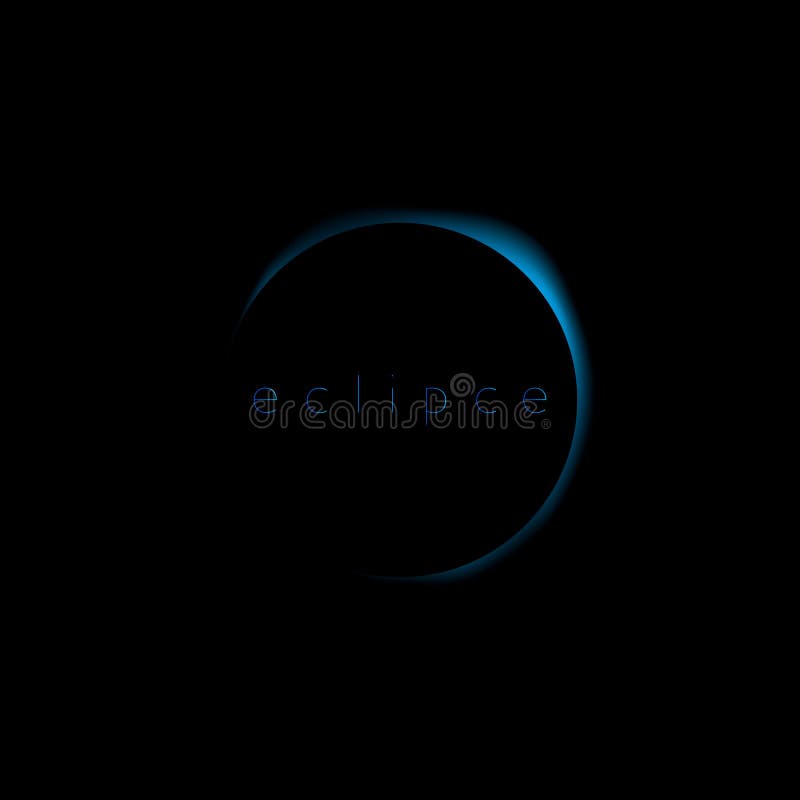 Sun Eclipse Blue Color Fire Dark Background Vector Moon Design Style ...