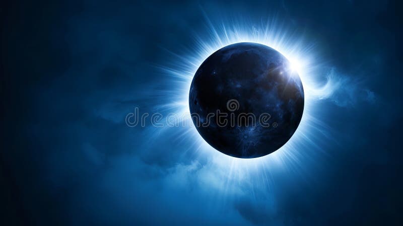 Solar Eclipse with Bright Corona Effect in the Night Sky. Majestic ...