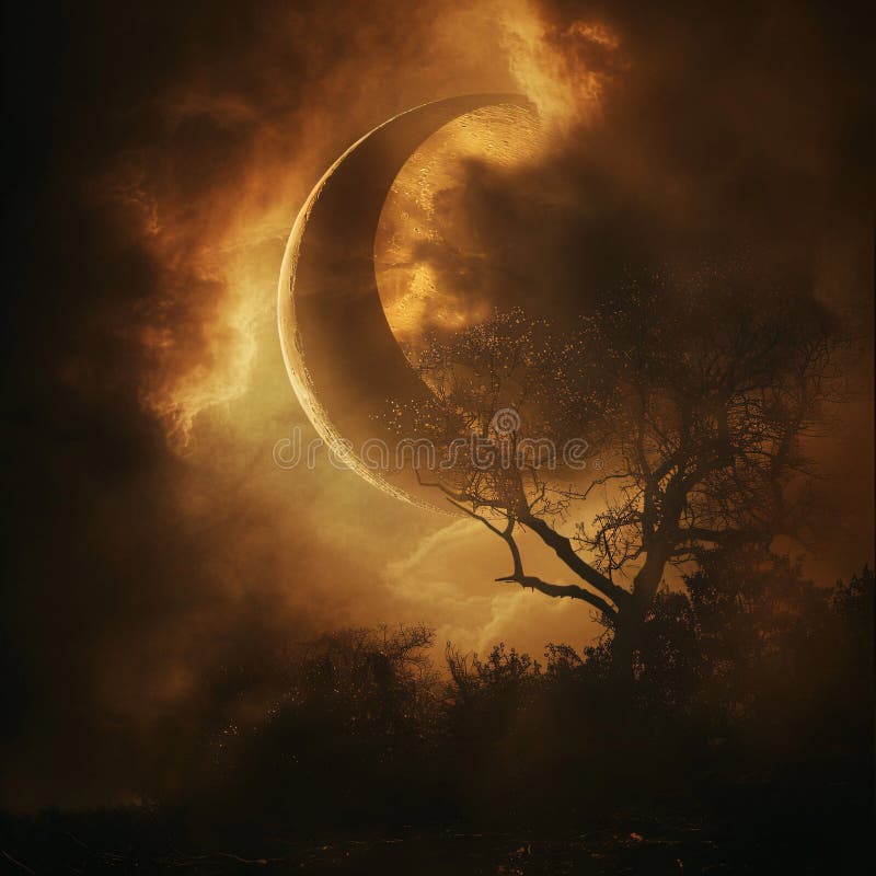 Solar Eclipse Brilliance: Celestial Shadows and Light Stock ...