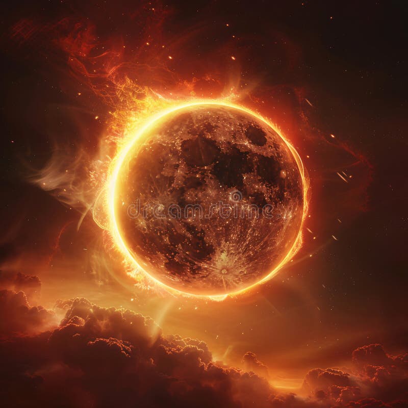 Solar Eclipse Brilliance: Celestial Shadows and Light Stock ...