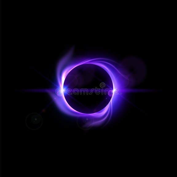 Solar Eclipse with Burning Effect, Vector Blue Glowing Total Planet ...