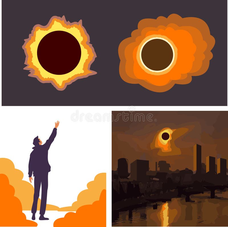 Solar Eclipse in Cartoon Style. Made in Several Versions Stock Vector ...