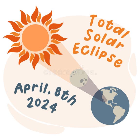 Solar Eclipse Composition with Date. Cute Illustrations in Flat Style ...