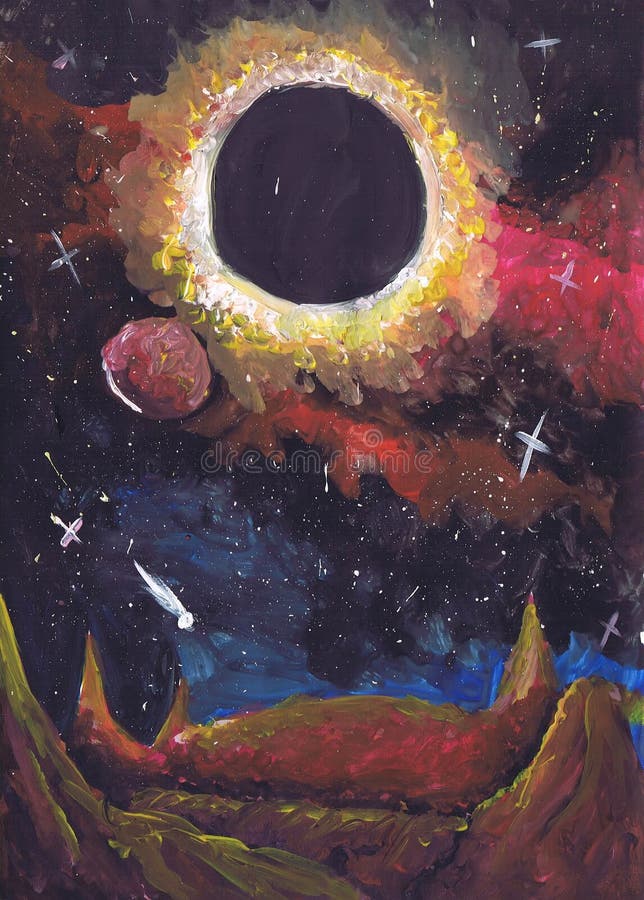 Cosmic Drawing: Stylized Solar System, Orbits, Planets, Space Structure ...