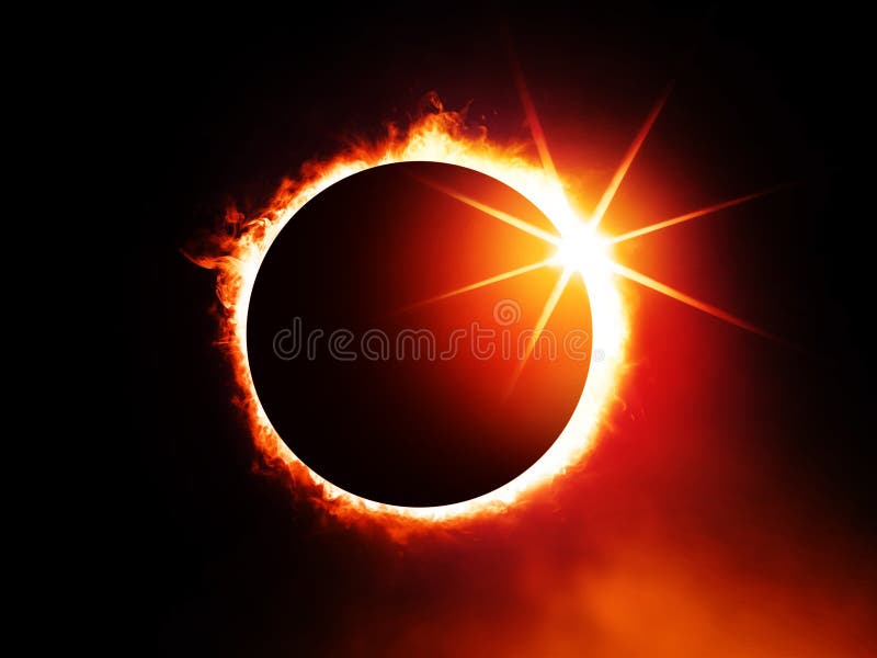 Solar eclipse on dark sky stock illustration. Illustration of astronomy ...