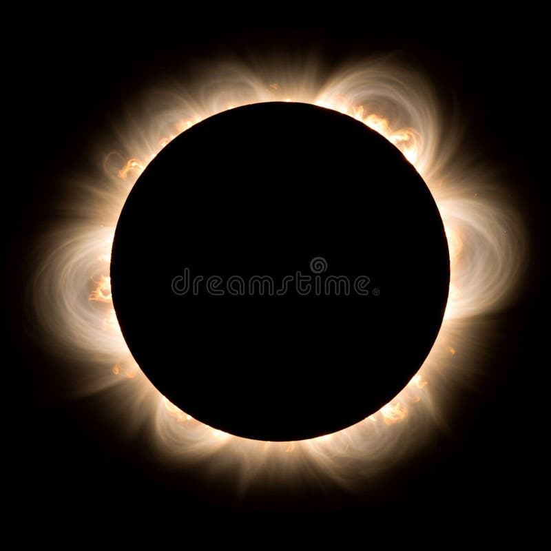 A Solar Eclipse is Depicted with the Moon Completely Covering the Sun ...