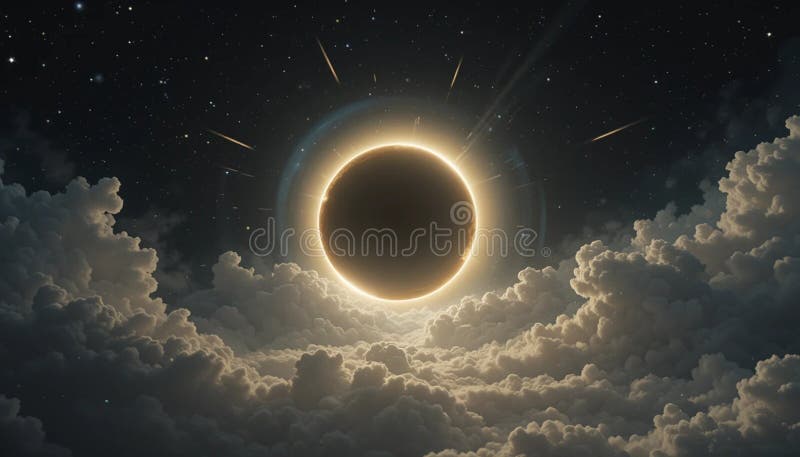 A Solar Eclipse is Depicted with the Sun Obscured, Creating a Glowing ...