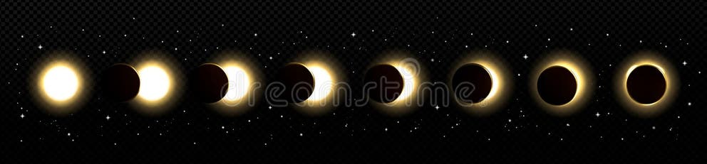 Solar Eclipse in Different Phases Stock Vector - Illustration of vector, lunar: 261011696