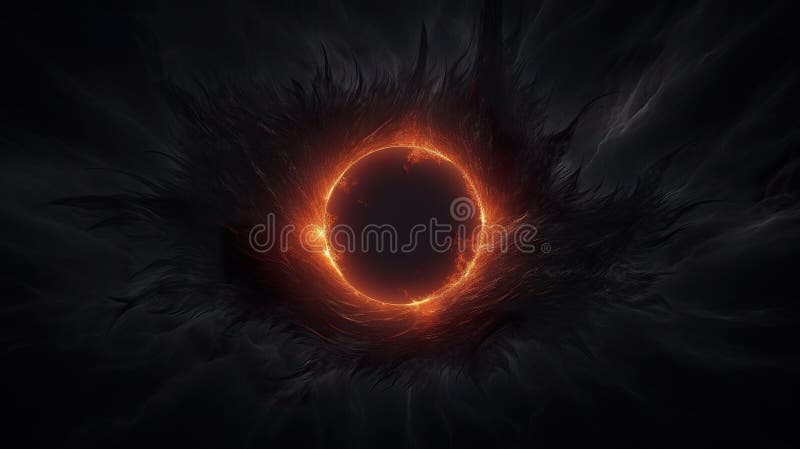Solar Eclipse Disk on Black Night Sky, Dark Background with Black Hole ...