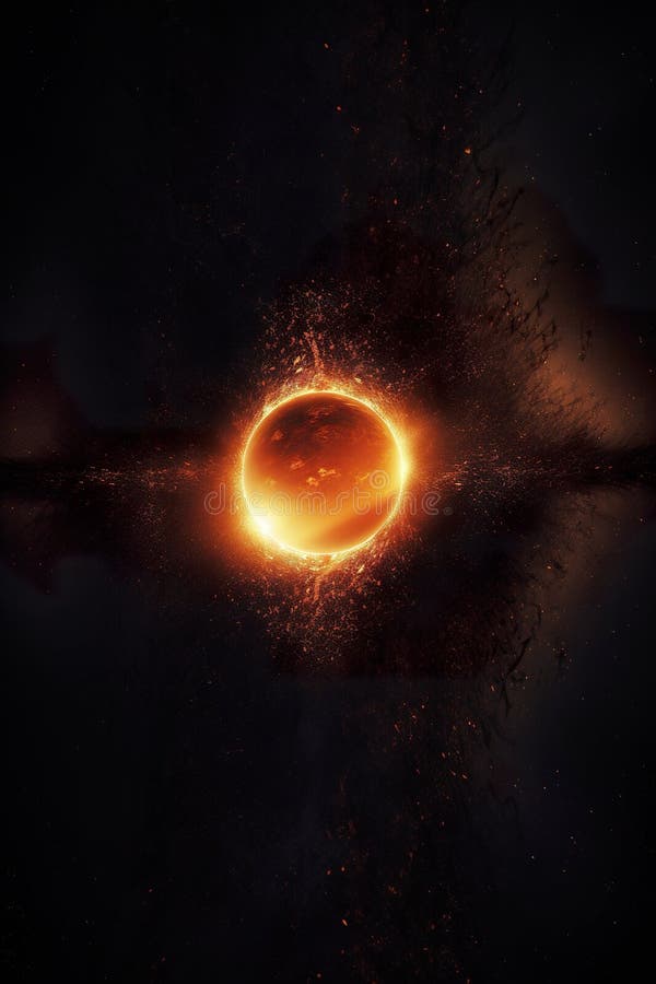 Solar Eclipse Disk on Black Night Sky, Dark Background with Black Hole ...